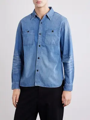 FULLCOUNT Distressed Denim Shirt