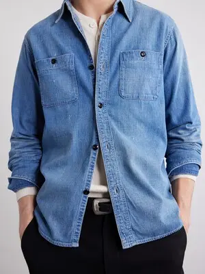 FULLCOUNT Distressed Denim Shirt