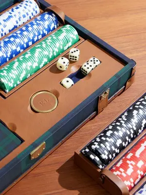 Ralph Lauren Sawyer Checked Canvas And Leather Poker Set