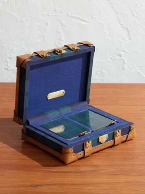 Ralph Lauren Sawyer Leather-trimmed Checked Canvas Card Set - Blue