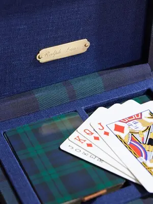 Ralph Lauren Sawyer Leather-trimmed Checked Canvas Card Set