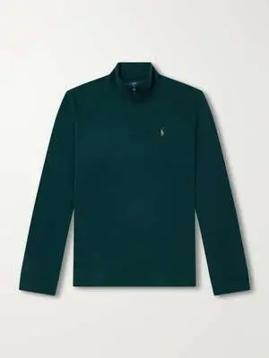 Polo Ralph Lauren Logo-embroidered Cotton Half-zip Sweater - Green