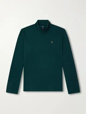 Polo Ralph Lauren Logo Embroidered Cotton Half-zip Sweater - Green