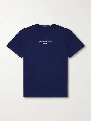 Polo Ralph Lauren Logo-embroidered Cotton-jersey T-shirt - Navy