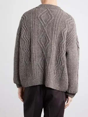 FRAME Cable-knit Wool And Cashmere-blend Polo Sweater