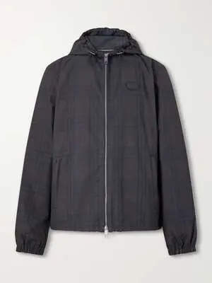 Burberry Newport Logo-appliquéd Checked Cotton Jacket - Black