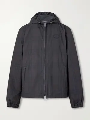 Burberry Checked Cotton Hooded Jacket - Black