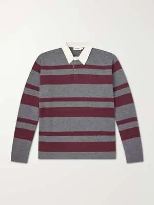 FRAME Striped Wool And Cashmere-blend Polo Shirt