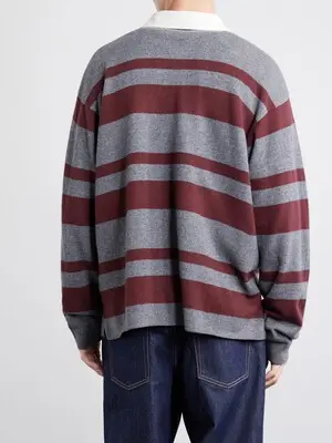 FRAME Striped Wool And Cashmere-blend Polo Shirt
