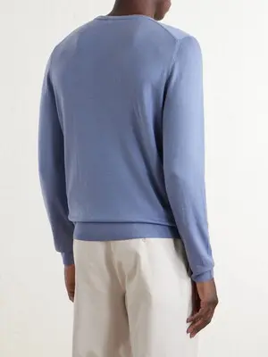 Canali Wool Crew Neck Sweater - Blue