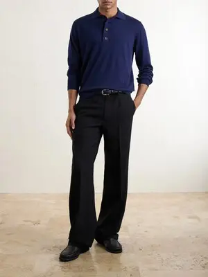 Eleventy Cotton And Cashmere-blend Polo Shirt