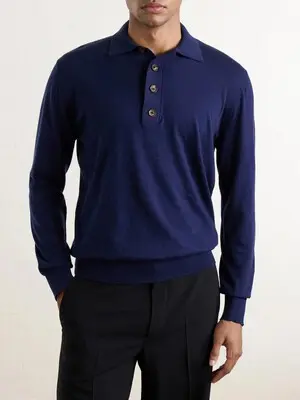 Eleventy Cotton And Cashmere-blend Polo Shirt