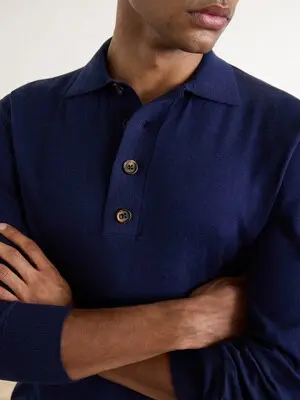 Eleventy Cotton And Cashmere-blend Polo Shirt