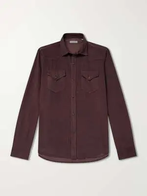 Canali Cotton-corduroy Shirt - Burgundy