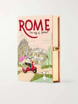 OLYMPIA LE-TAN Rome Embroidered Canvas Clutch - Pink