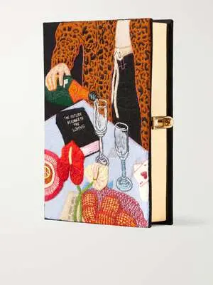 OLYMPIA LE-TAN The Loving Embroidered Canvas Clutch - Multi