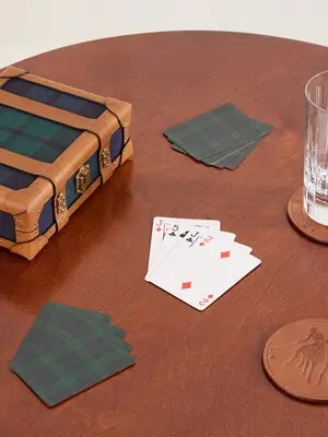 Ralph Lauren Sawyer Leather-trimmed Checked Canvas Card Set