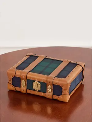 Ralph Lauren Sawyer Leather-trimmed Checked Canvas Card Set
