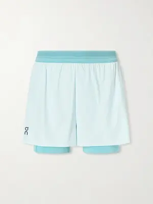 On Performance 3" Layered Mesh-trimmed Stretch-jersey Shorts