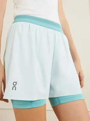 On Performance 3" Layered Mesh-trimmed Stretch-jersey Shorts