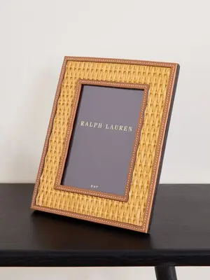 Ralph Lauren Bailey Woven Rattan Frame With Leather Trim - Brown