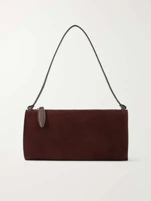 NEOUS Gemini Leather-trimmed Suede Shoulder Bag - Dark Brown