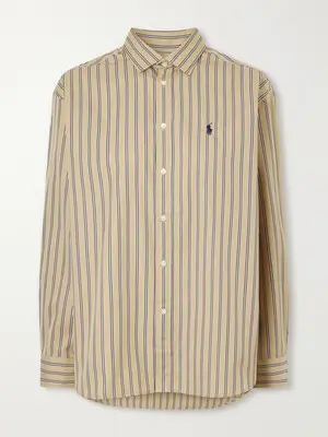 Polo Ralph Lauren Striped Cotton Shirt With Embroidered Logo - Brown