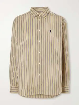 Polo Ralph Lauren Logo-embroidered Striped Cotton Shirt - Tan