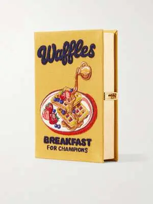 OLYMPIA LE-TAN Waffles: Breakfast For Champions Embroidered Canvas Clutch - Orange
