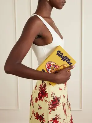 OLYMPIA LE-TAN Waffles: Breakfast For Champions' Embroidered Book Clutch - Orange