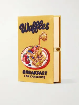 OLYMPIA LE-TAN Waffles: Breakfast For Champions' Embroidered Book Clutch - Orange