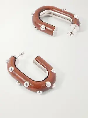 Rabanne Embellished Hoop Earrings - Red