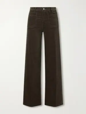 FRAME Le Slim Palazzo Modernist Corduroy Wide-leg Pants - Green