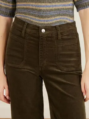 FRAME Le Slim Palazzo Modernist Corduroy Wide-leg Pants - Green