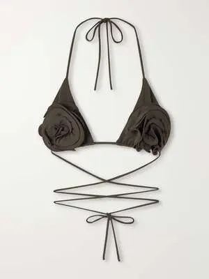 Magda Butrym Appliquéd Bikini Top - Brown