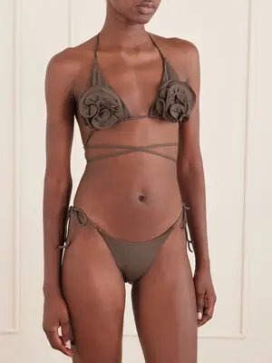 Magda Butrym Appliquéd Triangle Bikini Top - Brown