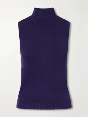 Staud Montclair Knitted Turtleneck Top - Blue