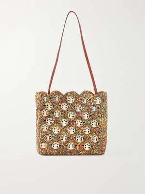 Rabanne 1969 Embellished Raffia Shoulder Bag
