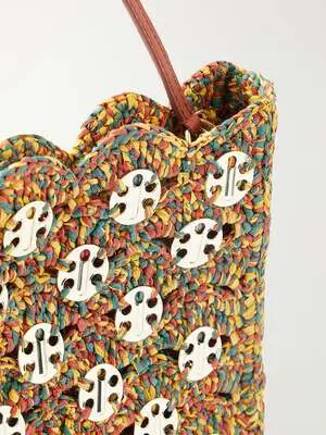 Rabanne 1969 Embellished Raffia Shoulder Bag