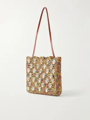 Rabanne 1969 Embellished Raffia Shoulder Bag