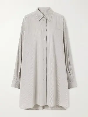 MAISON MARGIELA MAISON MARGIELA Oversized Striped Cotton And Silk-Blend Shirt Gray