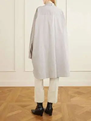 MAISON MARGIELA Oversized Striped Cotton And Silk-blend Shirt - Light Gray