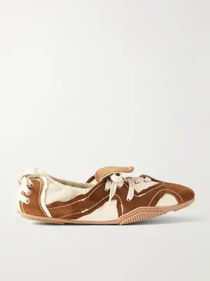 Acne Studios Acne Studios Bilaria Suede And Leather Ballet Flats Neutrals