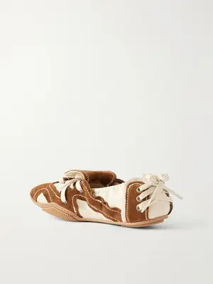Acne Studios Bilaria Lace-up Suede And Leather Ballet Flats - Neutrals