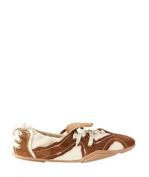 Acne Studios Bilaria Lace-up Suede And Leather Ballet Flats - Neutrals