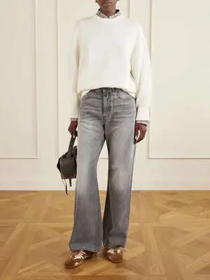 Acne Studios Bilaria Suede And Leather Ballet Flats - Off-white