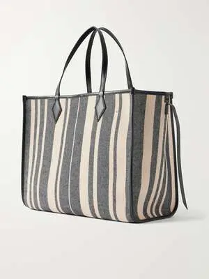 METIER Chameleon 41 Striped Leather-trimmed Canvas Tote