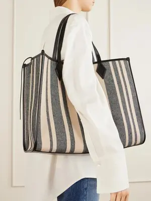 METIER Chameleon 41 Striped Canvas And Leather Tote