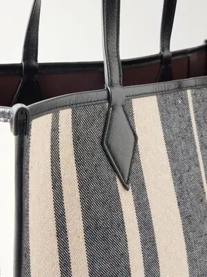 METIER Chameleon 41 Striped Canvas And Leather Tote