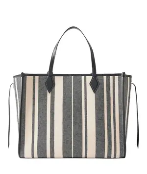 METIER Chameleon 41 Striped Canvas And Leather Tote